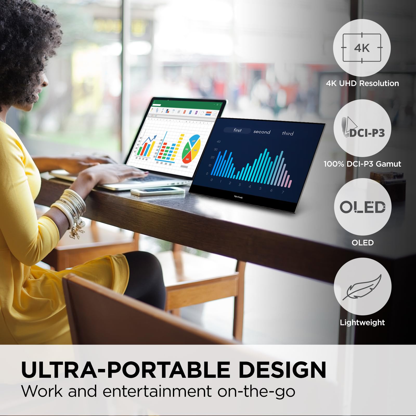 ViewSonic VX1655-4K-OLED 15.6 Inch 4K UHD Portable – The Wholesale Outlet