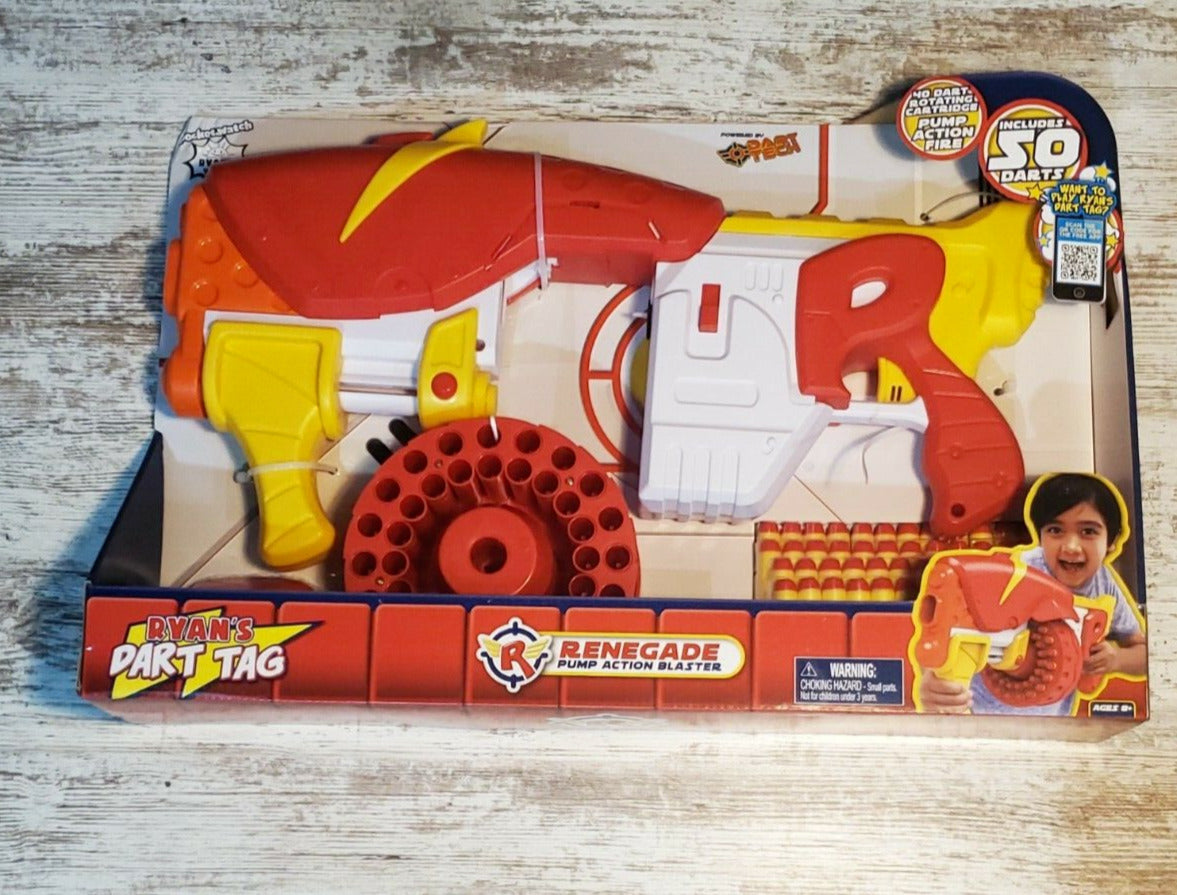 Ryan's World Foam Dart Tag Renegade Rapid Fire Barrel Blaster , Red ...
